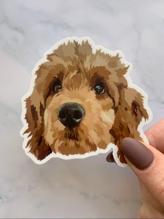 Goldendoodle Puppy Sticker Vinyl Decal Waterproof & - Etsy