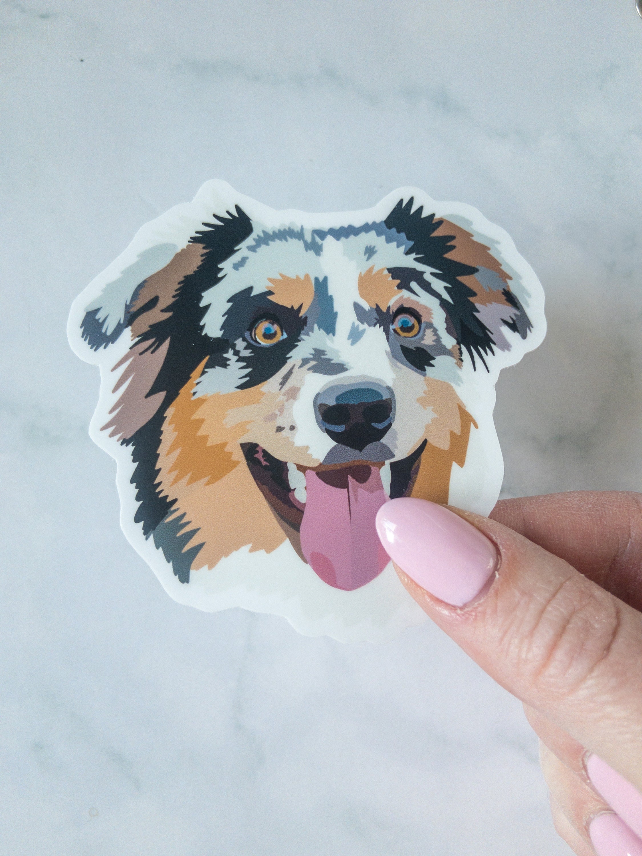 Australian Shepherd (aussie) Dog Vinyl Waterproof Sticker BROWN EYES ...