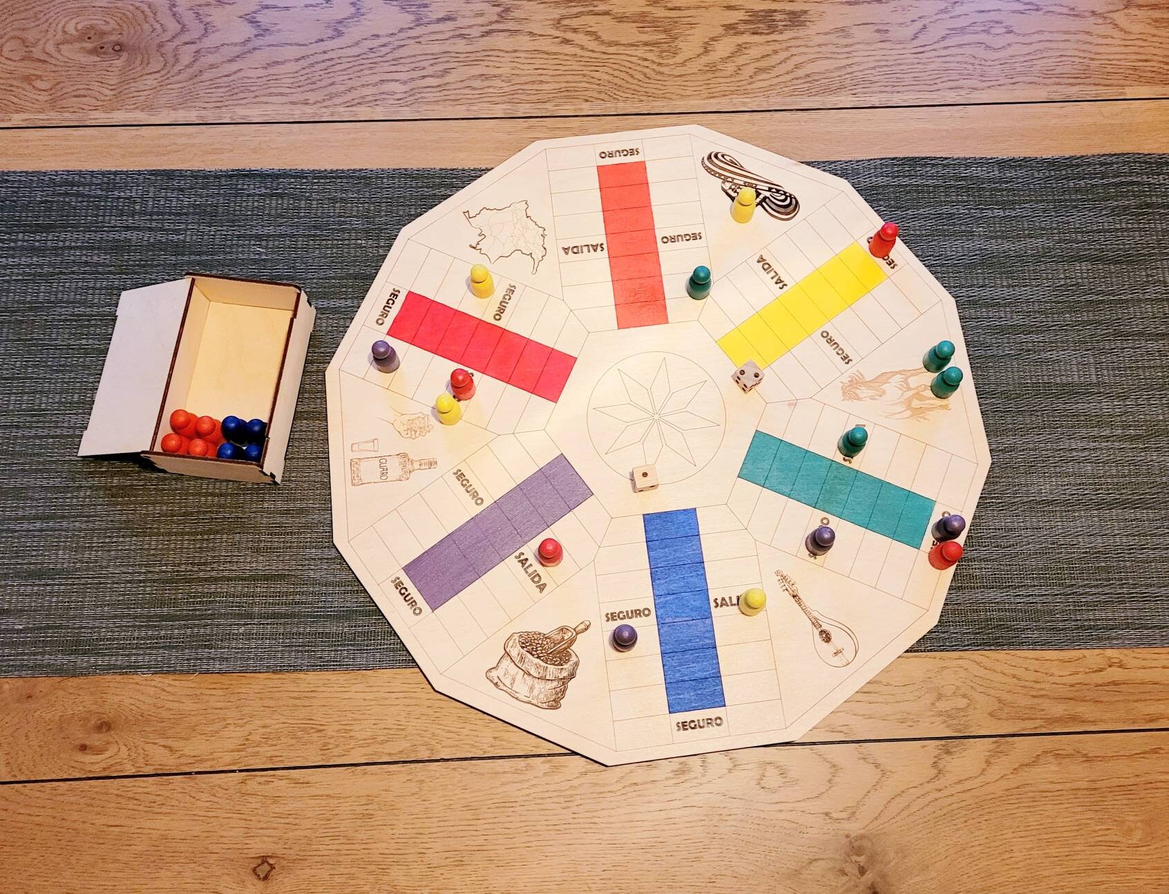 Wooden parques board game wooden parcheesi board game | Etsy