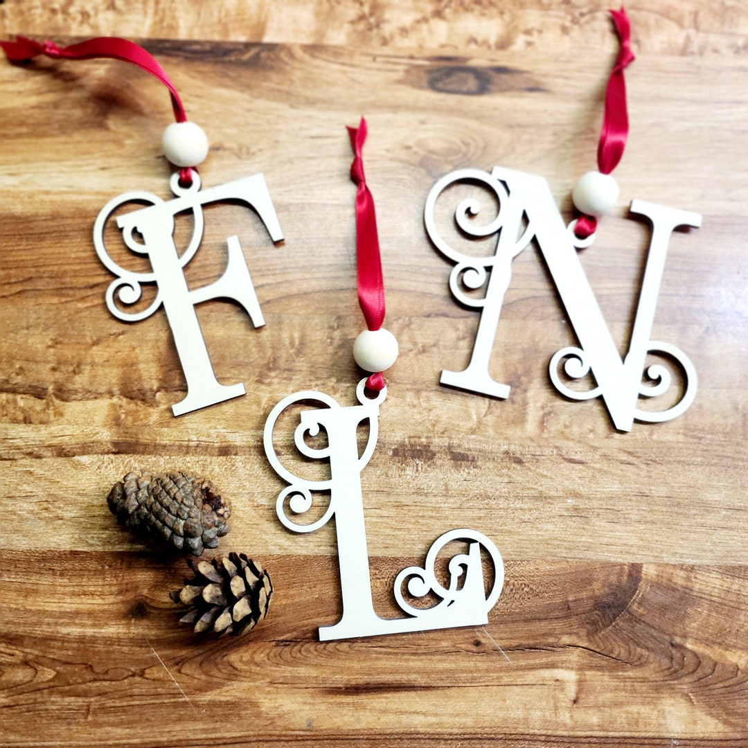 Wooden Monogram Name Letter Personalized Christmas Tree and Stocking ...