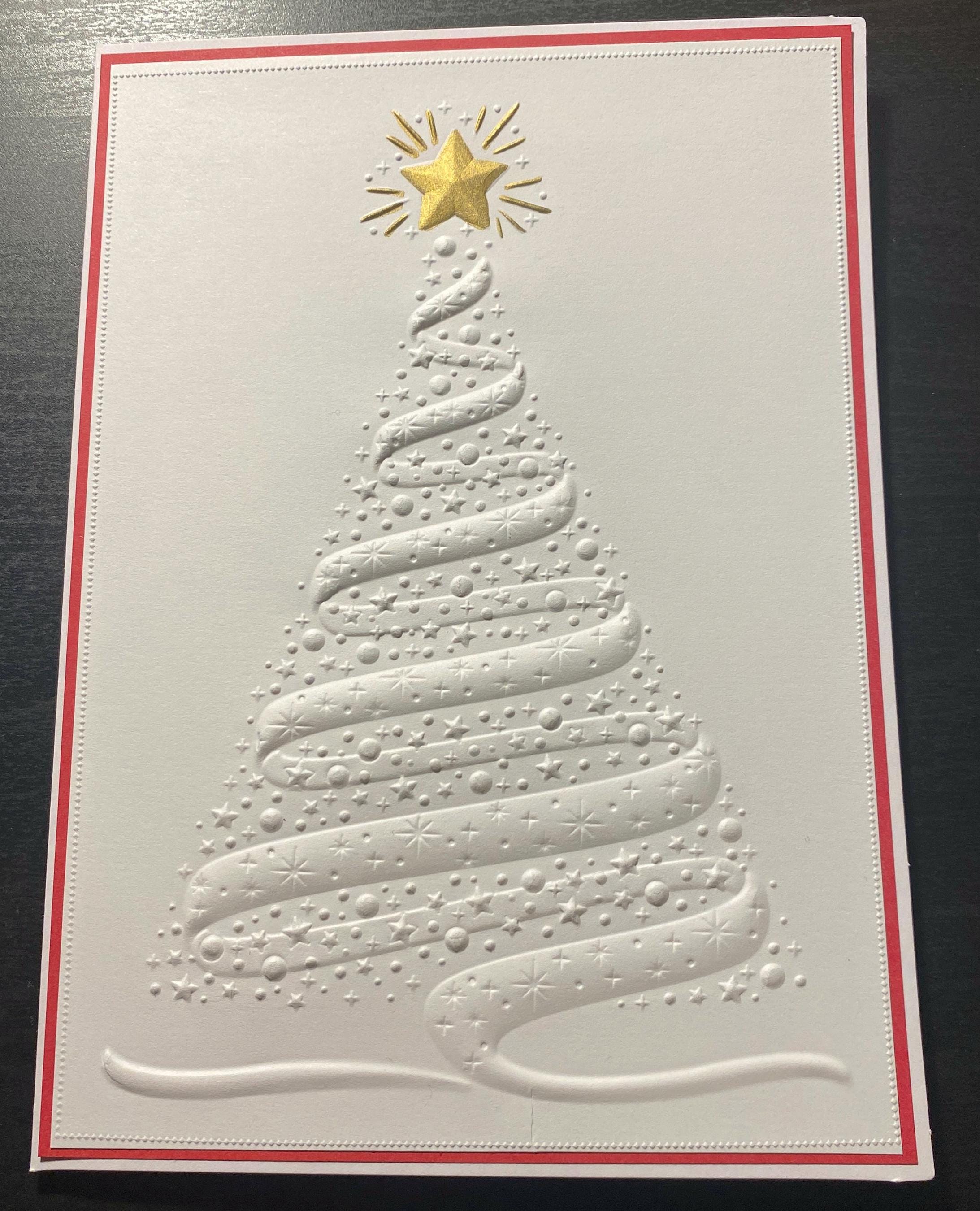 Handmade Embossed Christmas Card Holiday Card Gold Accent Star Top ...