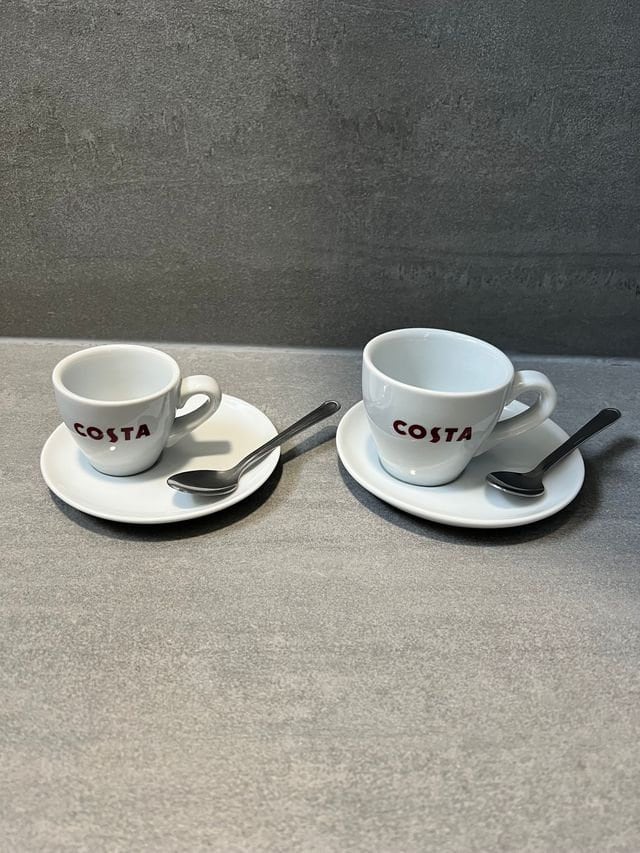 Costa Coffee Espresso Cups in 2 Sizes Single & Double Espresso ...