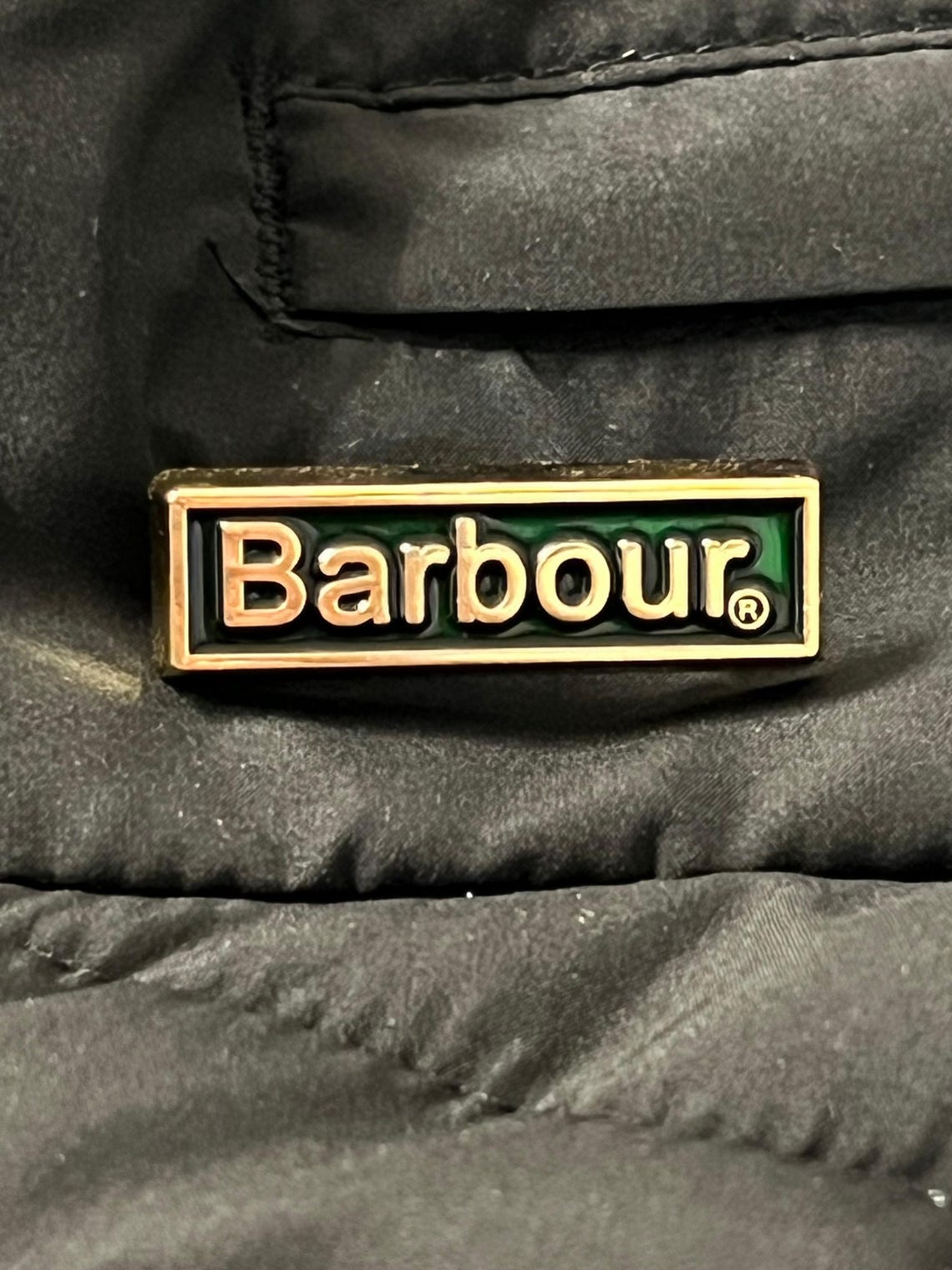 Barbour Pin Badge Enamel Embossed Gold With Dark Green Safety Pin ...