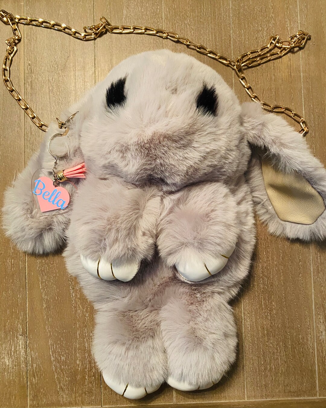 Personalized Bunny Plush Purse Crossbody Chain Strap Removable Keychain ...