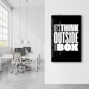 Let's Think Outside the Box Black Motivational Tempered Glass Wall Art ...