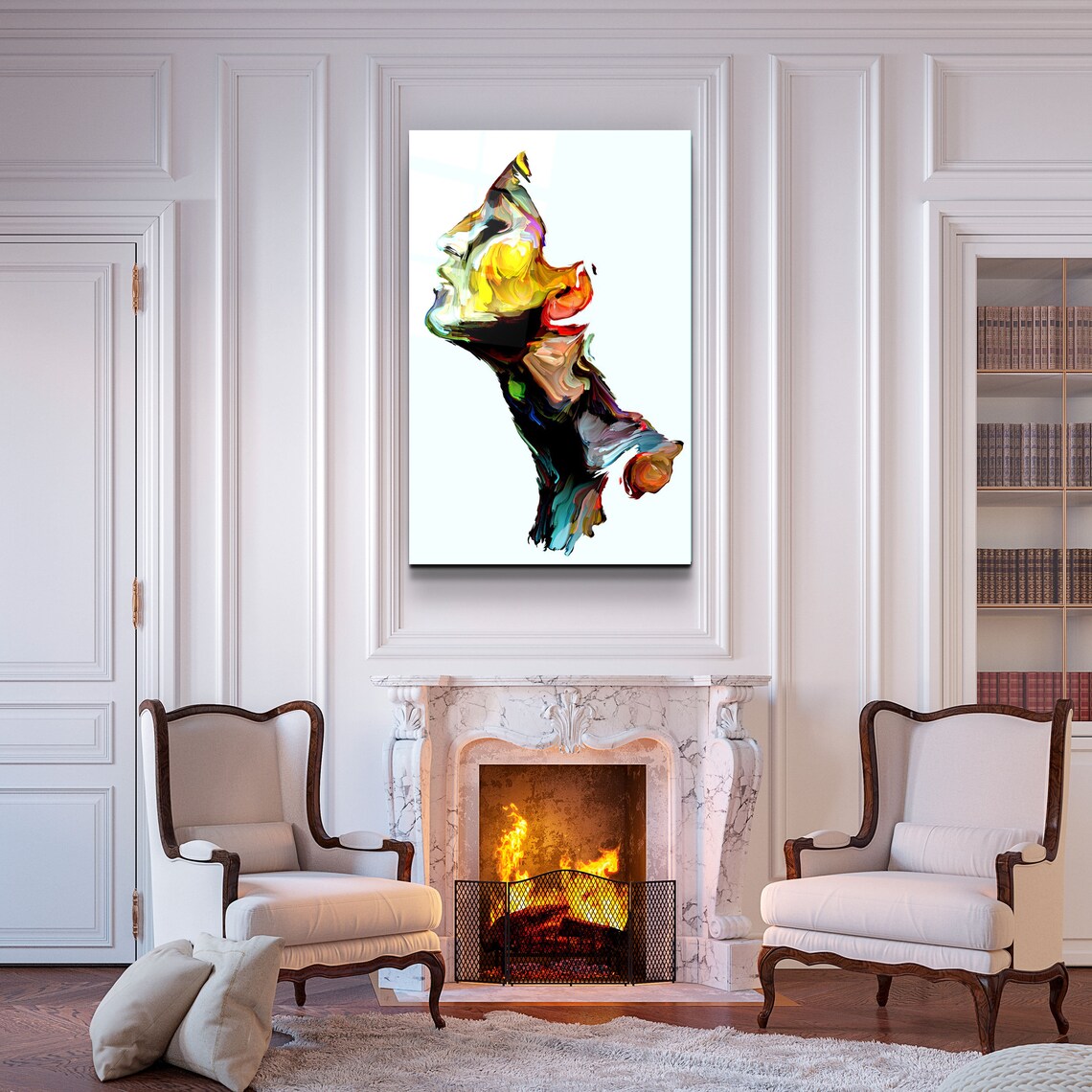 Painted Face Tempered Glass Wall Art: Modern Home Decor - Etsy