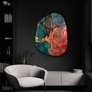 Amorphous Glass Printing Wall Art - Green Red Gold - Modern Home ...