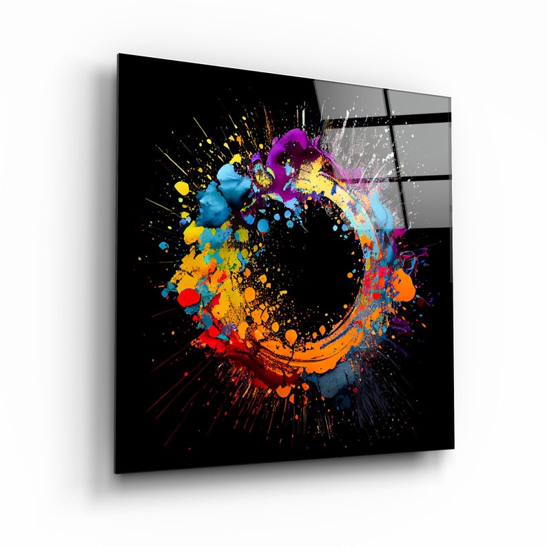 Paint Splash Ring Glass Printing Wall Art Home Decoration - Etsy