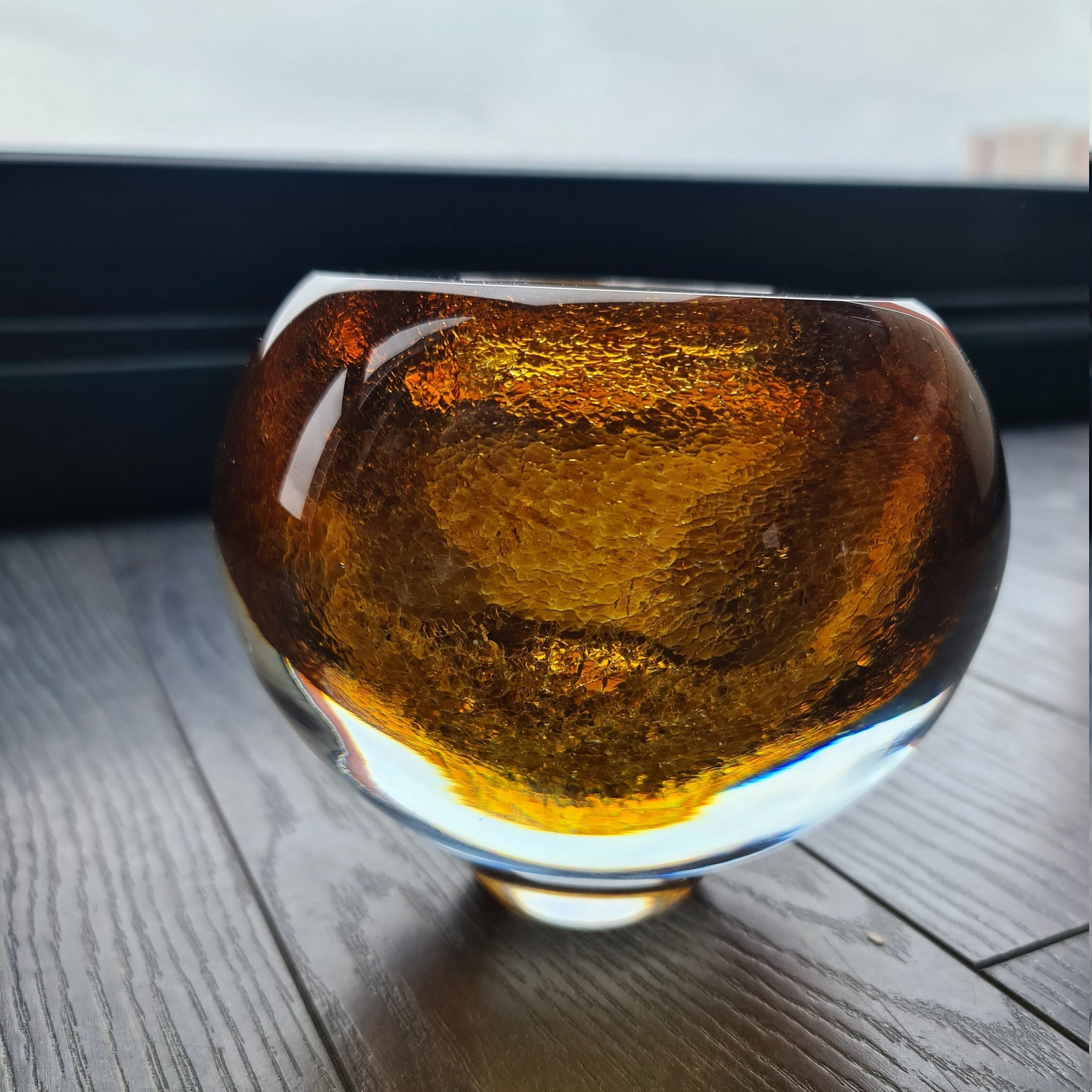 Art & Collectibles Glass Blowing Art Cracking Technique Amber Vase Gift ...