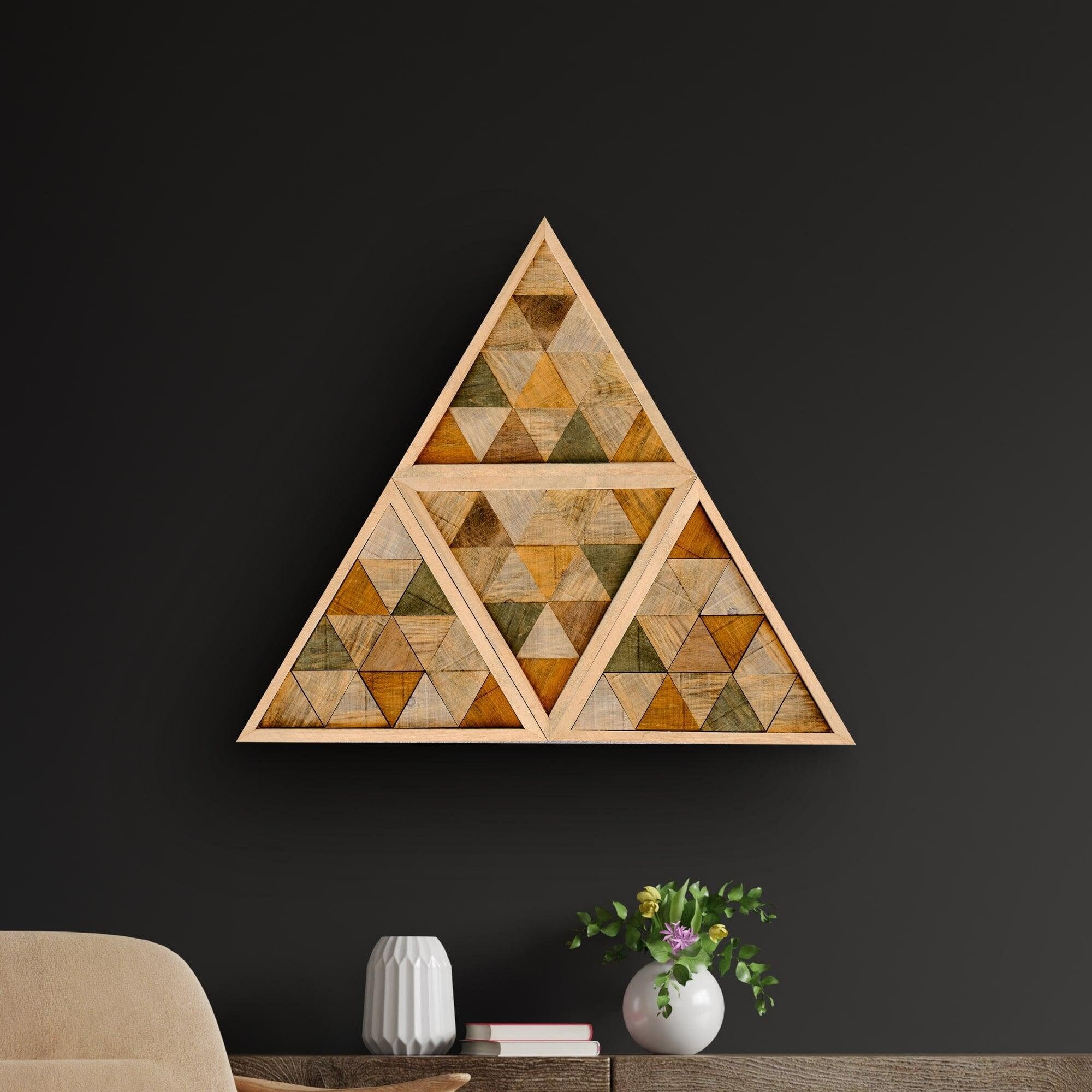 Rustic Triangle Wood Wall Art: Handmade Geometric Decor - Etsy