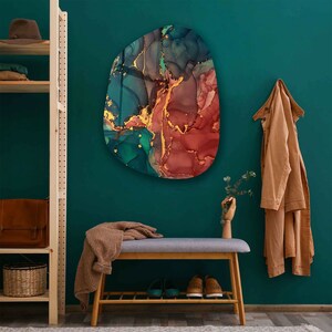 Amorphous Glass Printing Wall Art - Green Red Gold - Modern Home ...