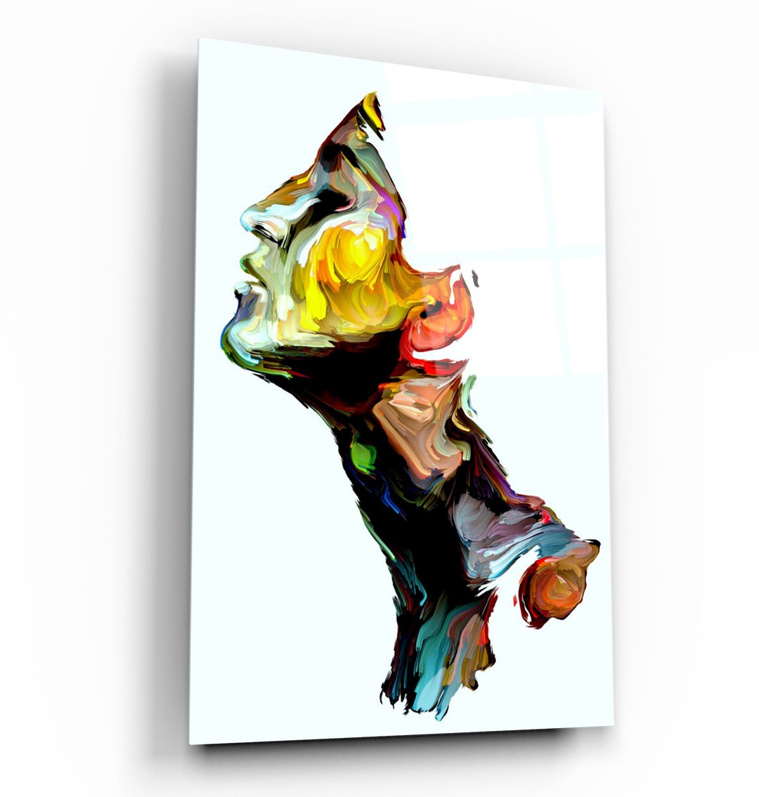 Painted Face Tempered Glass Wall Art: Modern Home Decor - Etsy