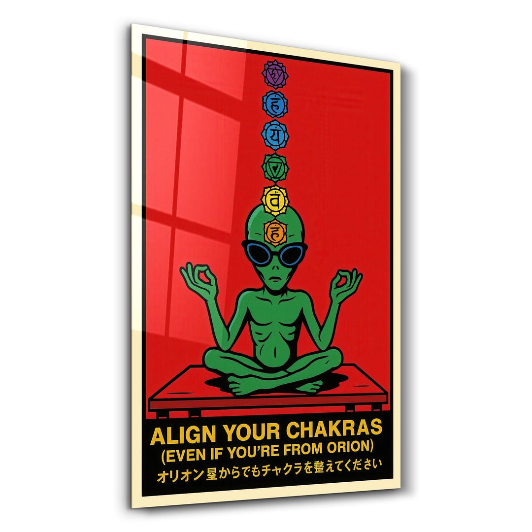 Alien Chakra Glass Wall Art: Meditative Sci-fi Home Decor - Etsy