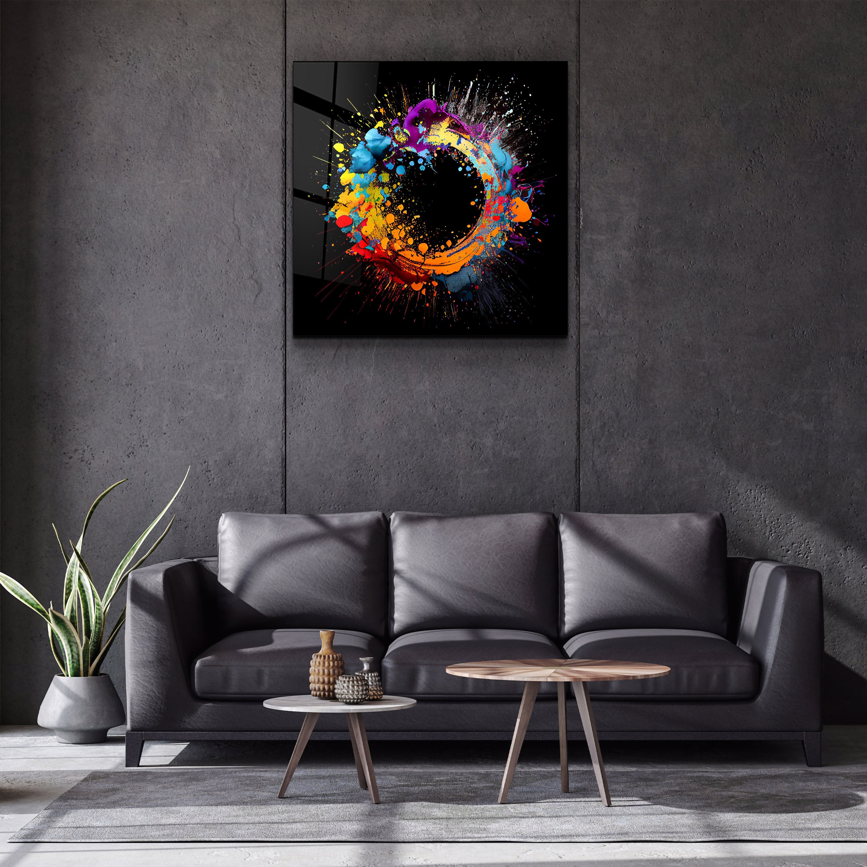 Paint Splash Ring Glass Printing Wall Art Home Decoration - Etsy