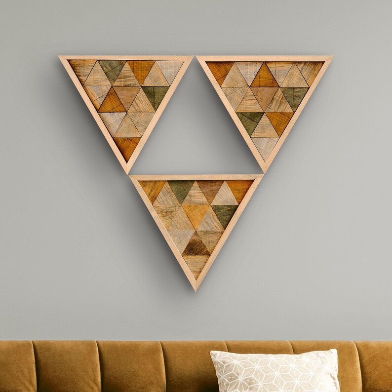 Rustic Triangle Wood Wall Art: Handmade Geometric Decor - Etsy