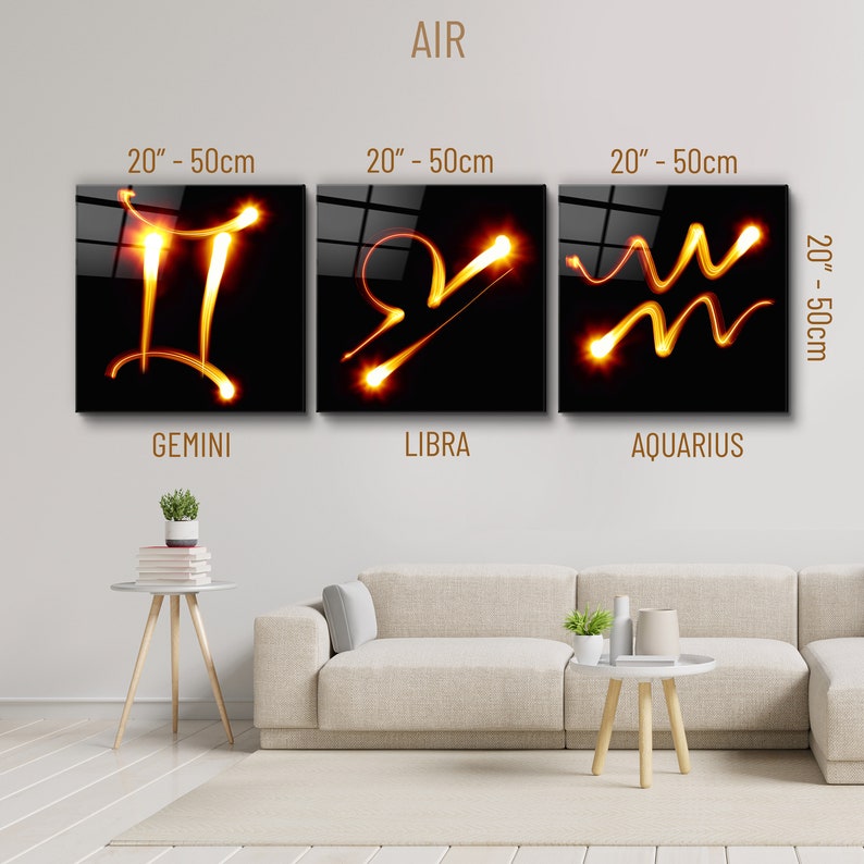 Zodiac Sign Tempered Glass Wall Art: Astrology Home Decor - Etsy