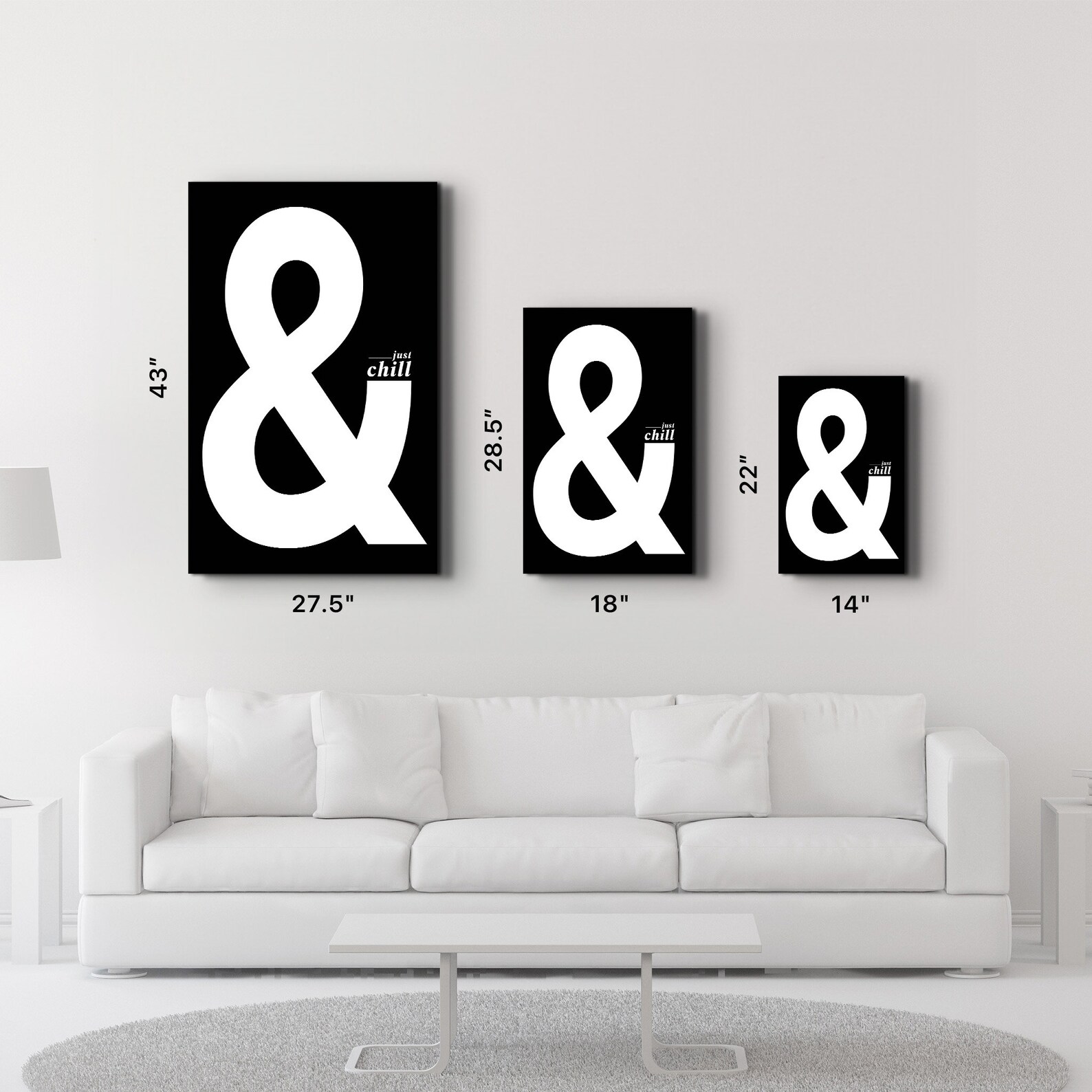Just Chill Glass Wall Art: Black and White Ampersand, Motivational ...