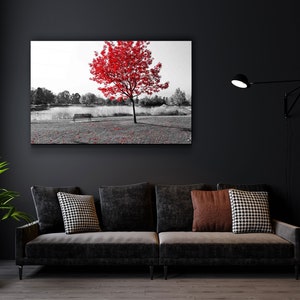 Red Fall Glass Wall Art - Etsy