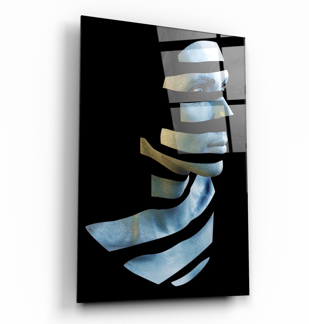 Abstract Face Tempered Glass Wall Art: Modern Home Decor - Etsy