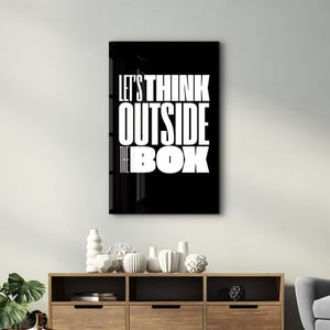 Let's Think Outside the Box Black Motivational Tempered Glass Wall Art ...