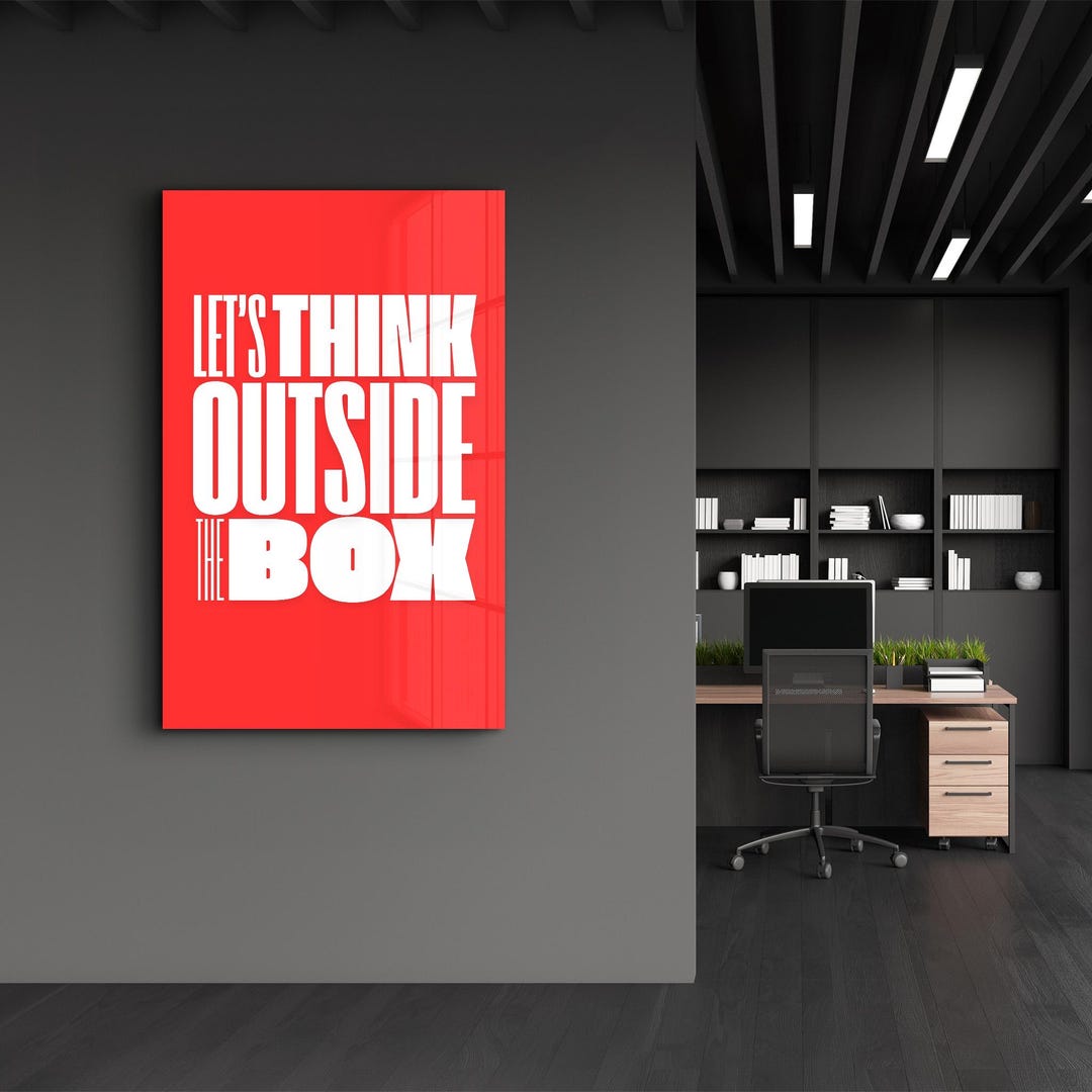 Let's Think Outside the Box Motivational Tempered Glass Wall Art - Home ...