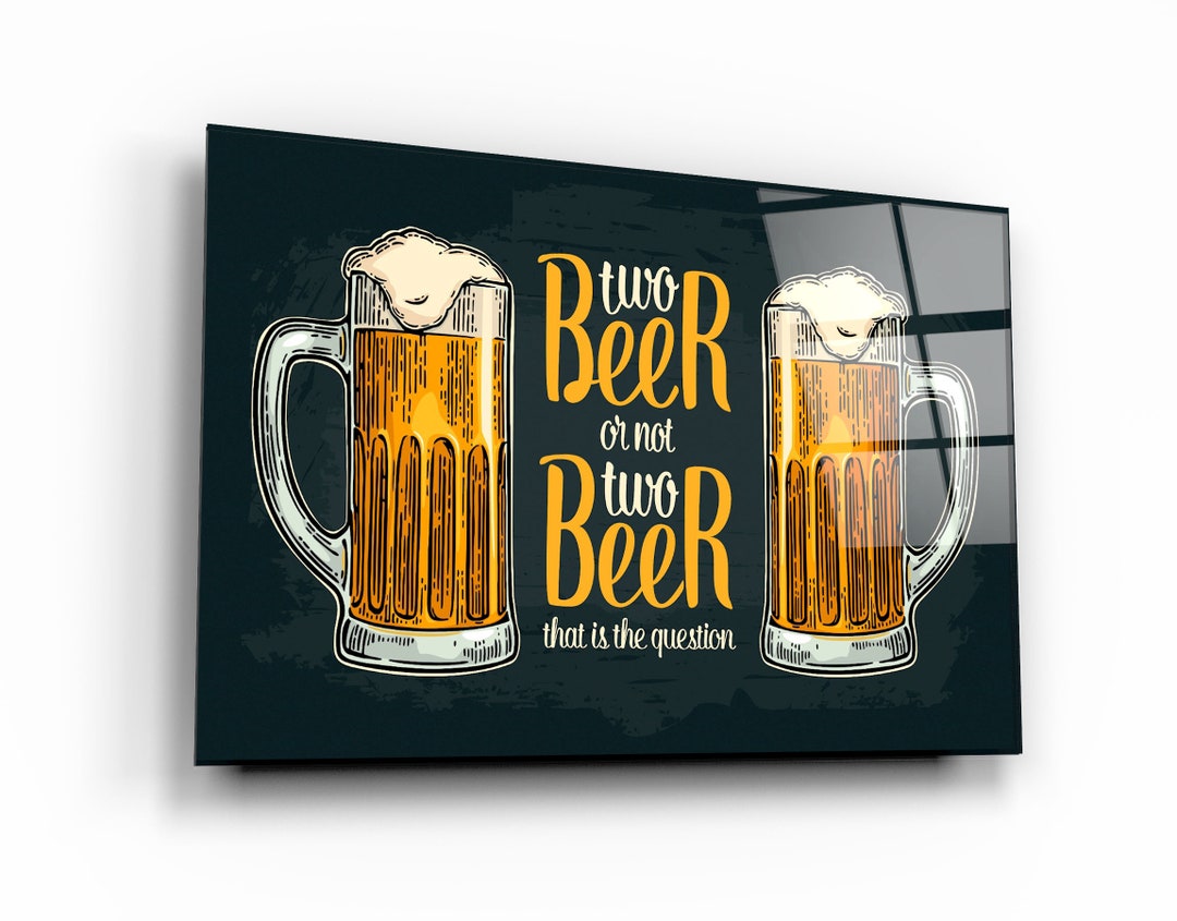 Beer Glass Printing Wall Art: Tempered Glass Home Bar Decor - Etsy