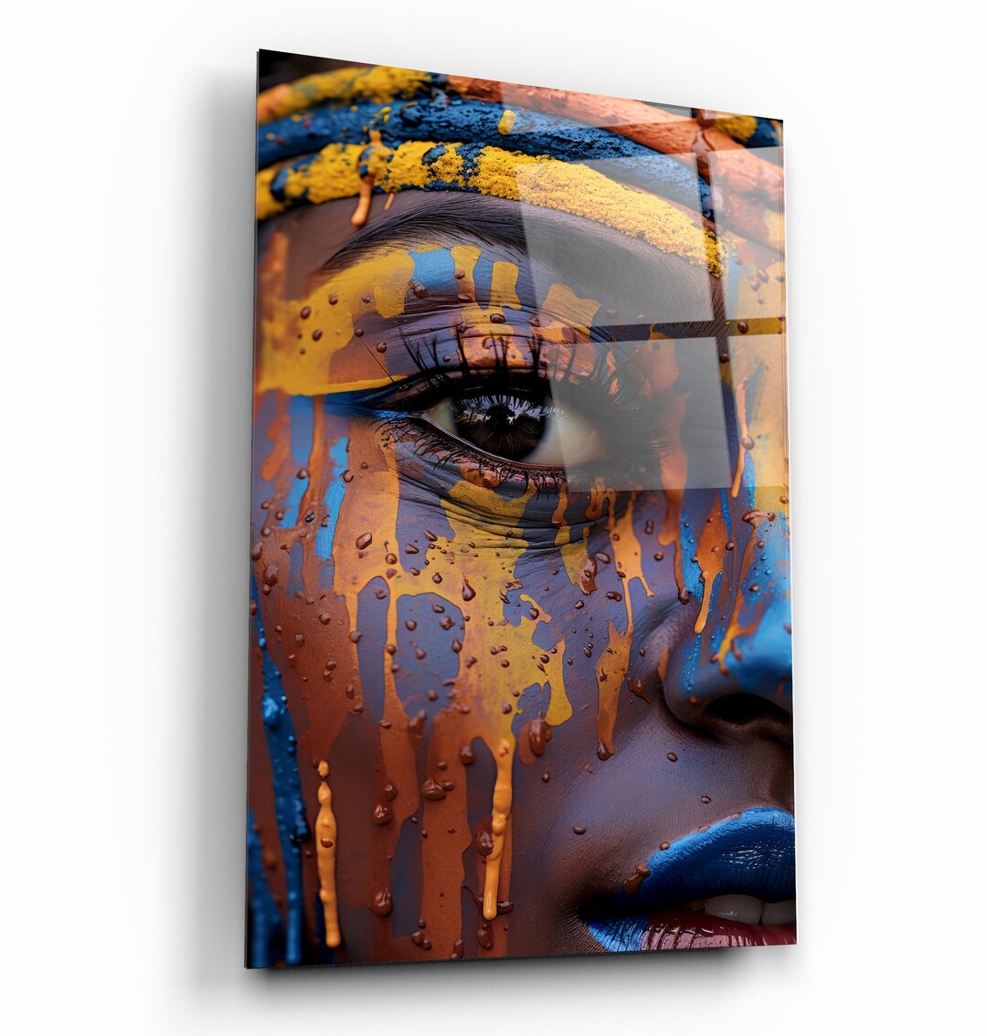 Painted Face - Tempered Glass Printing Wall Art - Glass Wall Art - Home ...