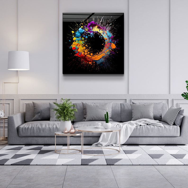 Paint Splash Ring Glass Printing Wall Art Home Decoration - Etsy
