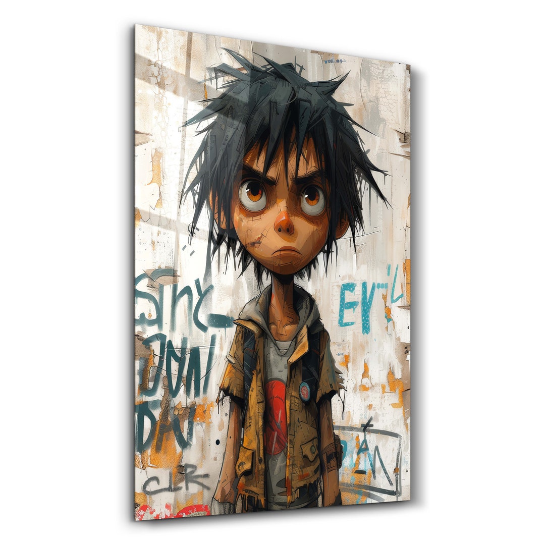 Angry Cartoon Boy Tempered Glass Wall Art: Graffiti Decor - Etsy