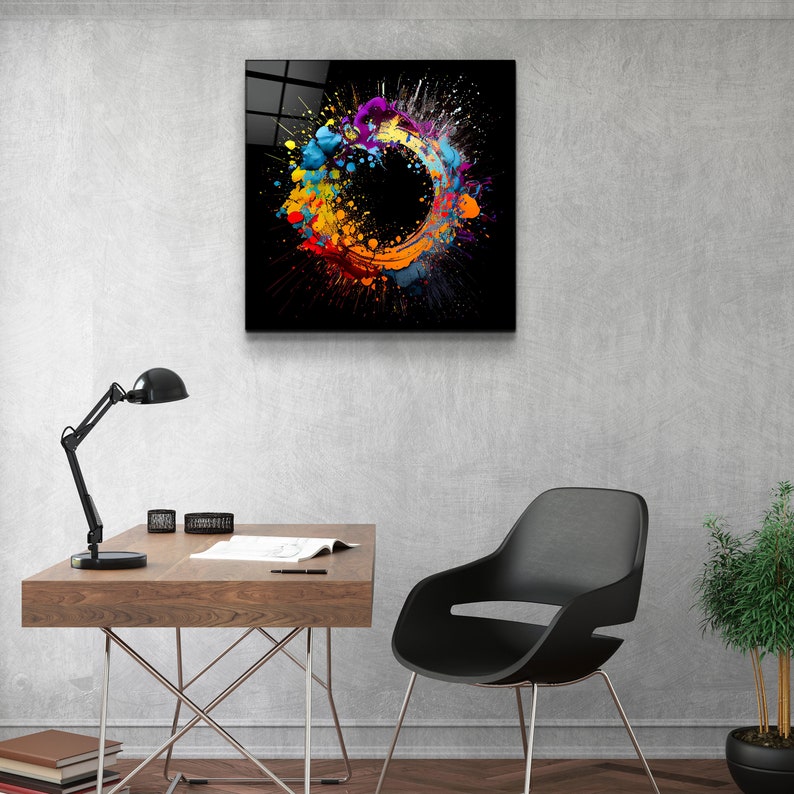 Paint Splash Ring Glass Printing Wall Art Home Decoration - Etsy