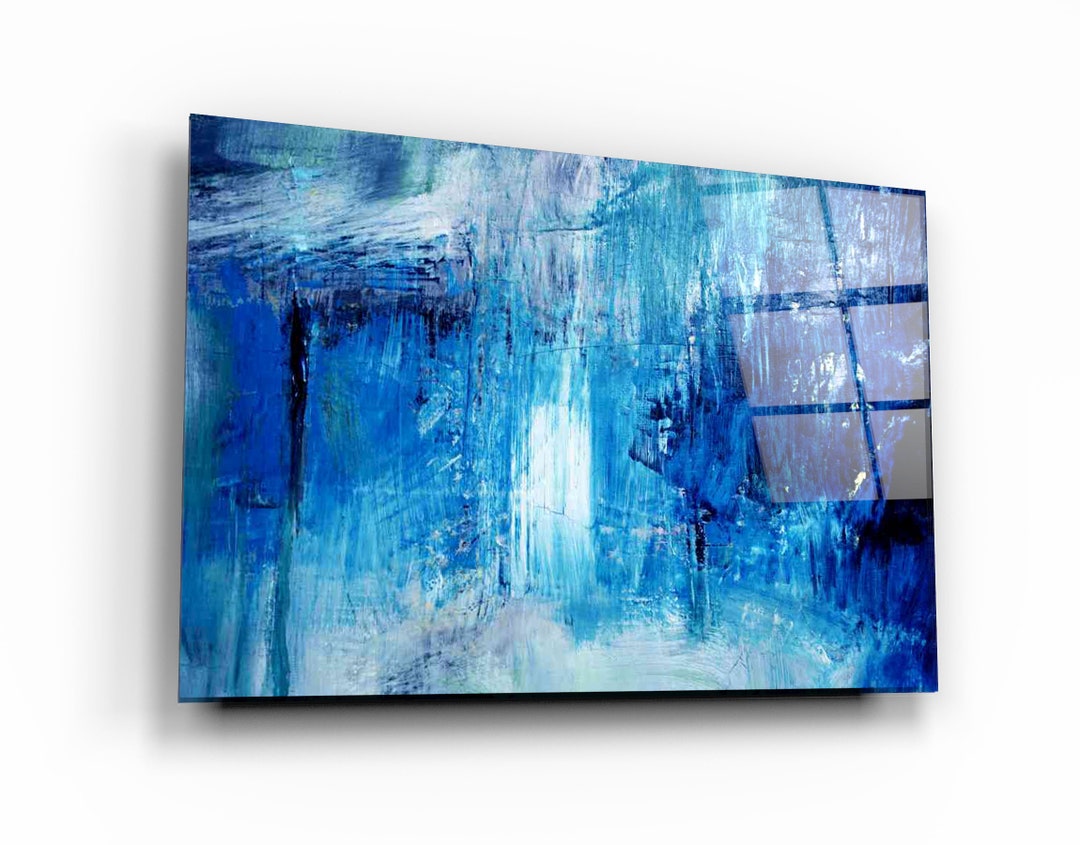 Blue Fall Glass Printing Wall Art - Glass Wall Art - Home Decoration ...
