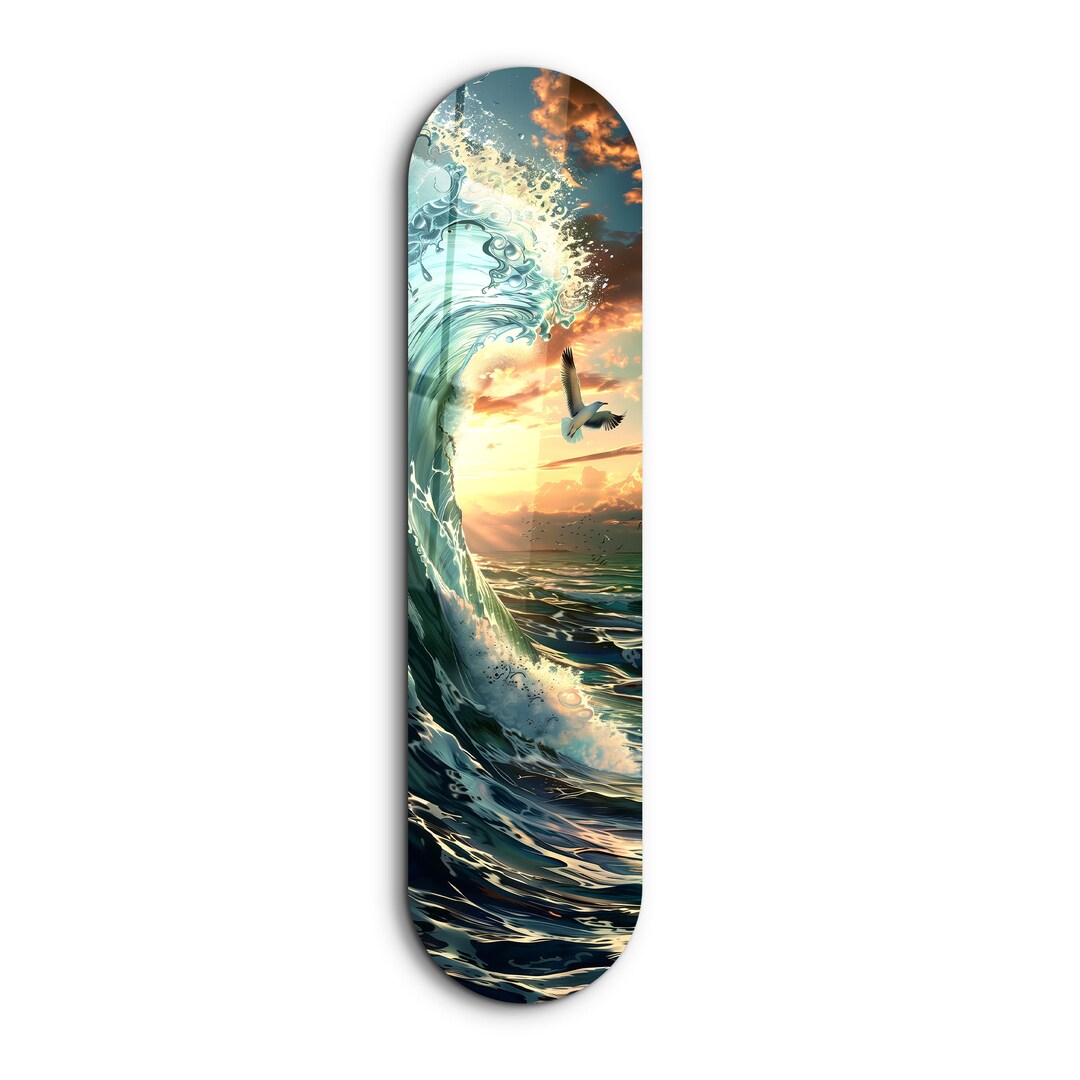 Sea Gull Ocean Wave Tempered Glass Skateboard Wall Art Skateboard ...