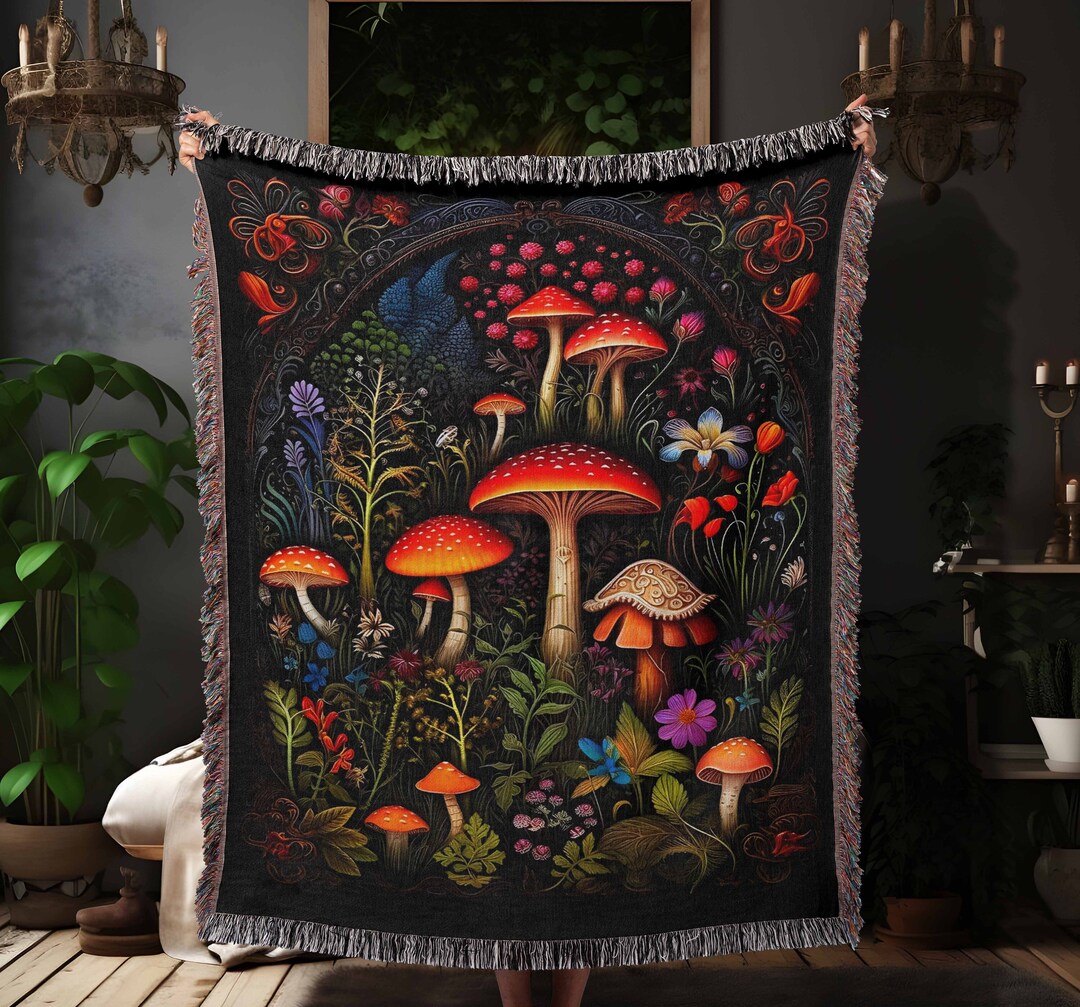 Woven Blanket Forestcore Dark Academia Decor Blancket Tapestry ...