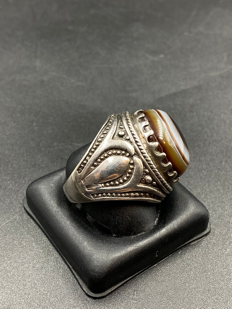 Afghani Silver Ring With Suleimani Aqeeq Agate Statement Ring - Etsy