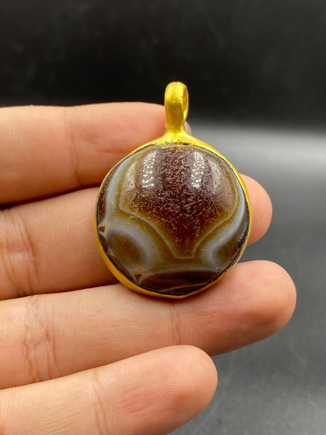 Rare Old Suleimani Aqeeq Evil Eye Agate Pendant With Gold | Etsy