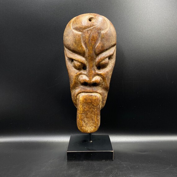Very Unique Old Ancient Handcrafted Face Mask Jade Be… - Gem