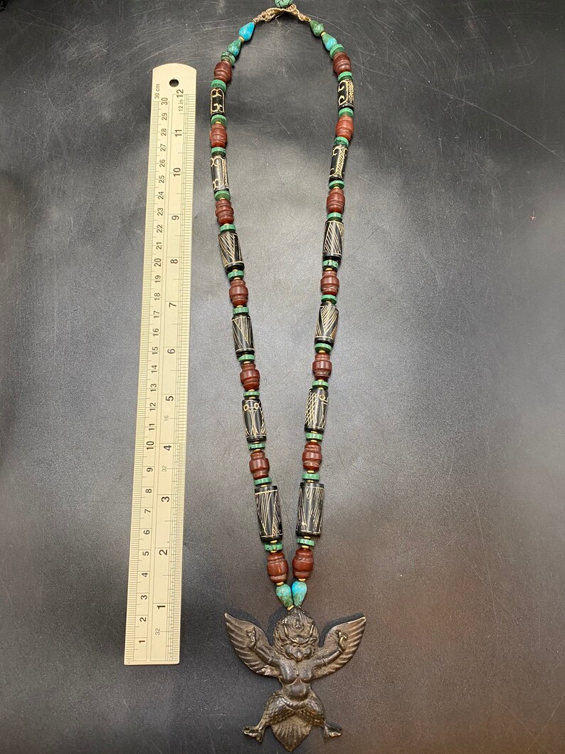 Very Unique Rare Old Mix Tibetan Garuda Pendent and Pyu Beads - Etsy