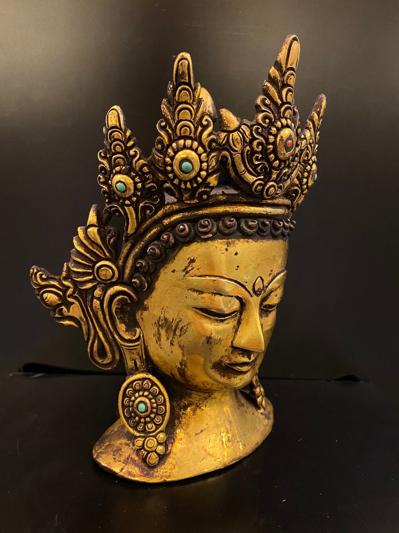 Tibetan Gold Gilt Tara With Turquoise and Coral Face | Etsy