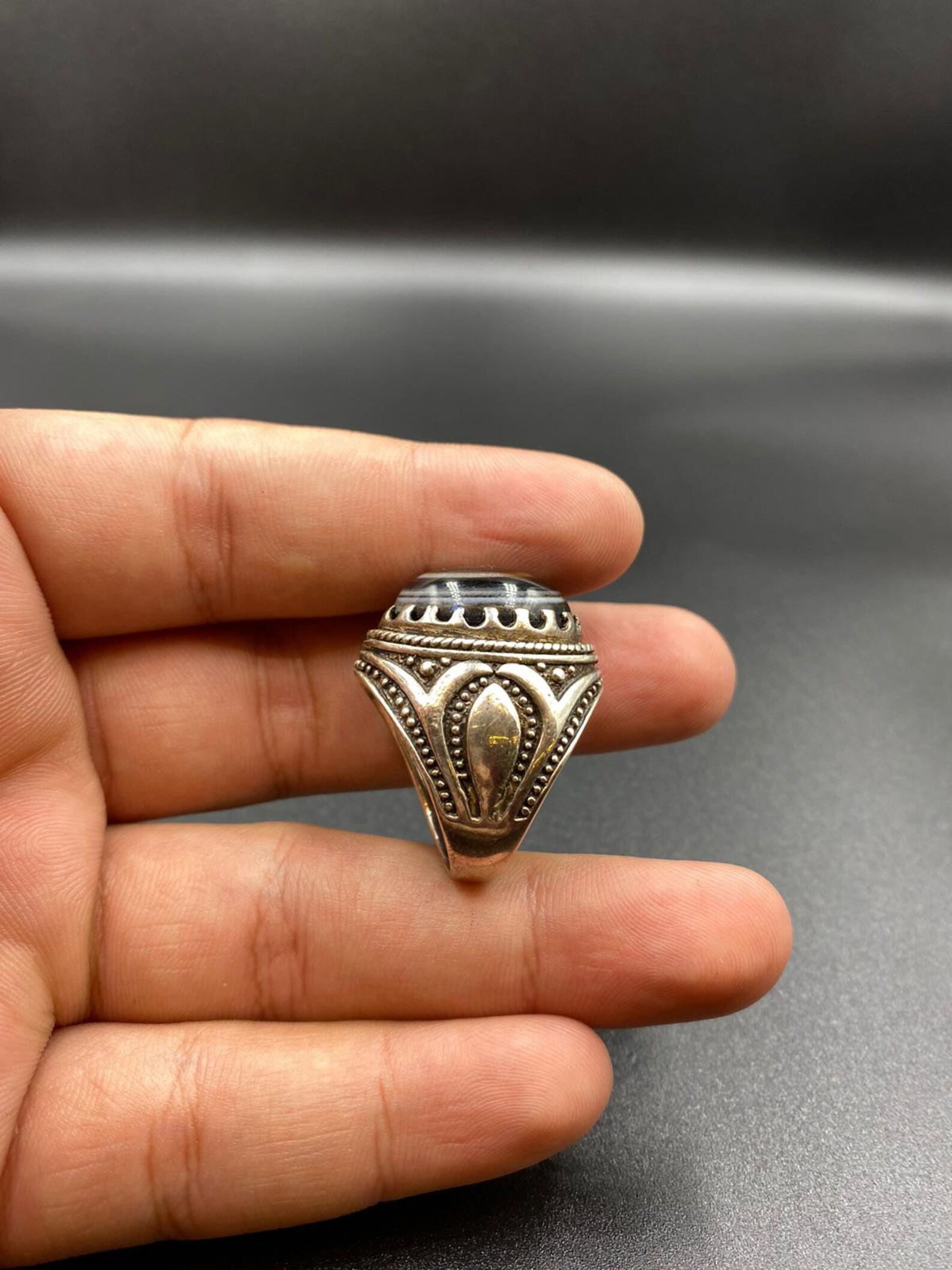 Ethnic Afghani One Eye Dzi Bead Silver Ring Natural Agate Bead - Etsy
