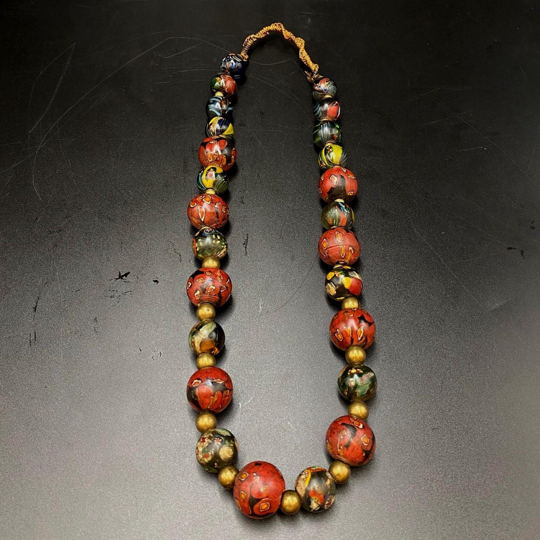 Very Old Unique Ancient Chevron African Trade Beads Necklace - Etsy