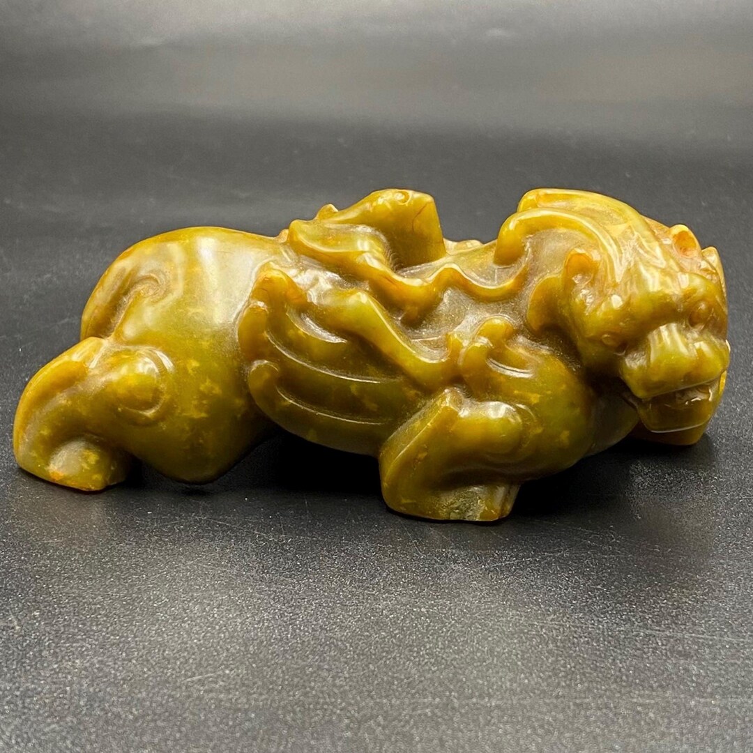 Old Mongolian Jade Dragon Figure, Hand Carved Stone - Etsy