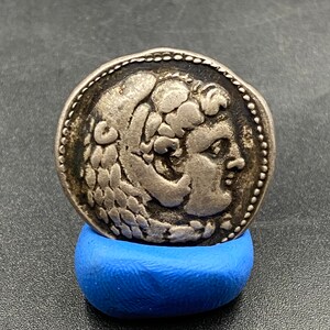Old Original Solid Silver Coin Unique Hercules Wearing Lion Headdress ...