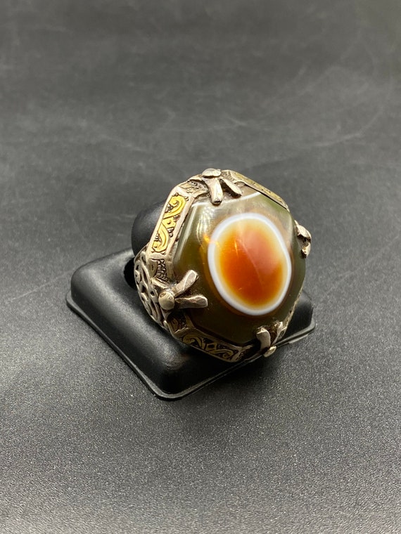 Old Ancient Afghani Silver Gold Plated Ring With Old Lucky Eye - Etsy