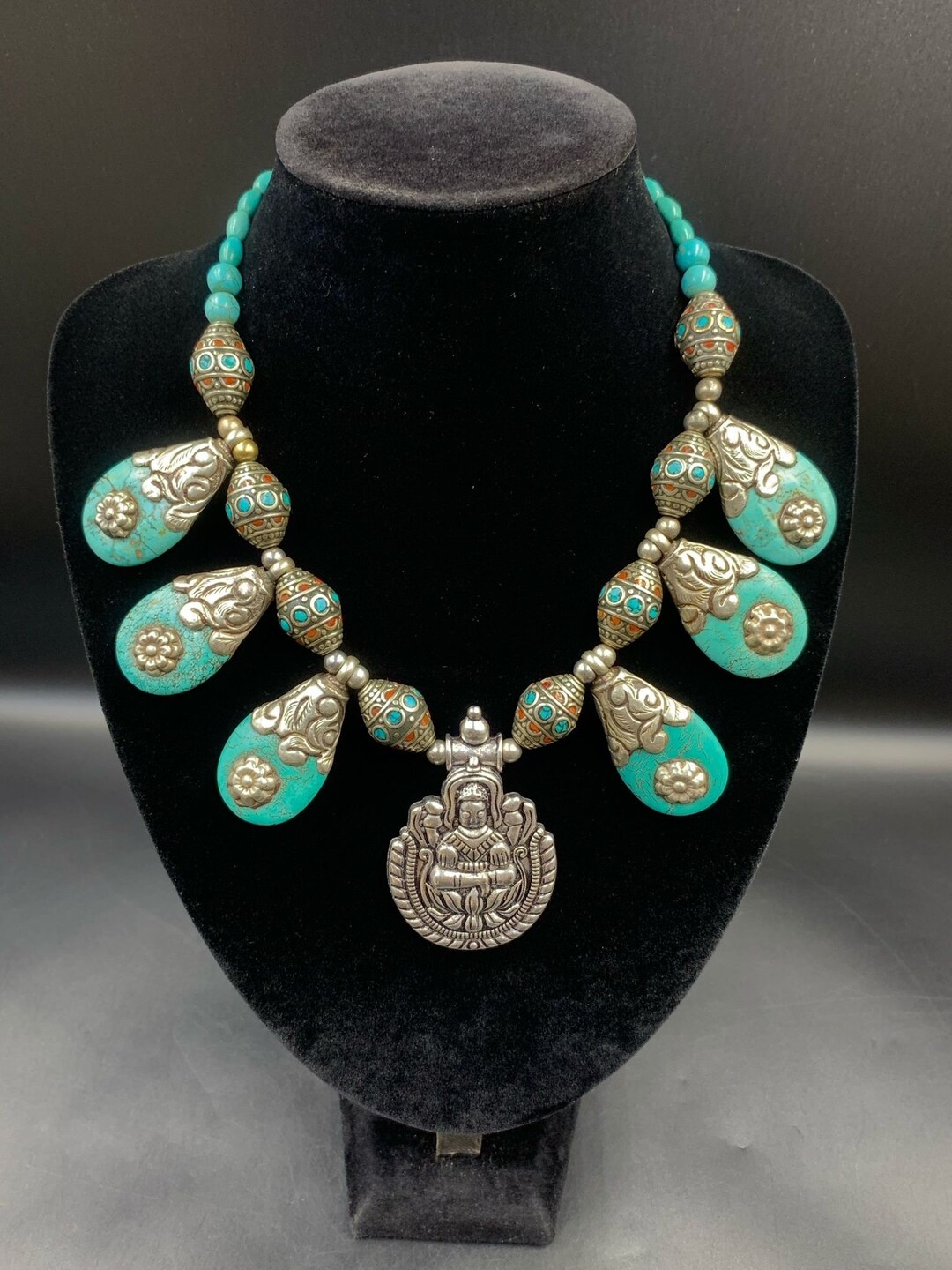 Amazing Tibetan Tara Pendent Symbol Pendent Turquoisel Stone and ...