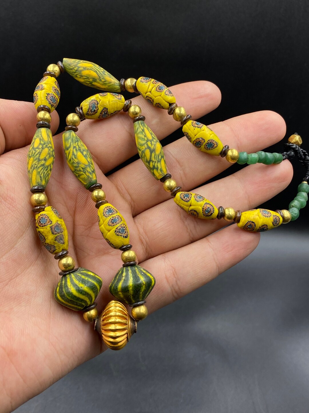 RARE Old Gabri Glass Beads With 16K Gold Bead Necklace - Etsy UK