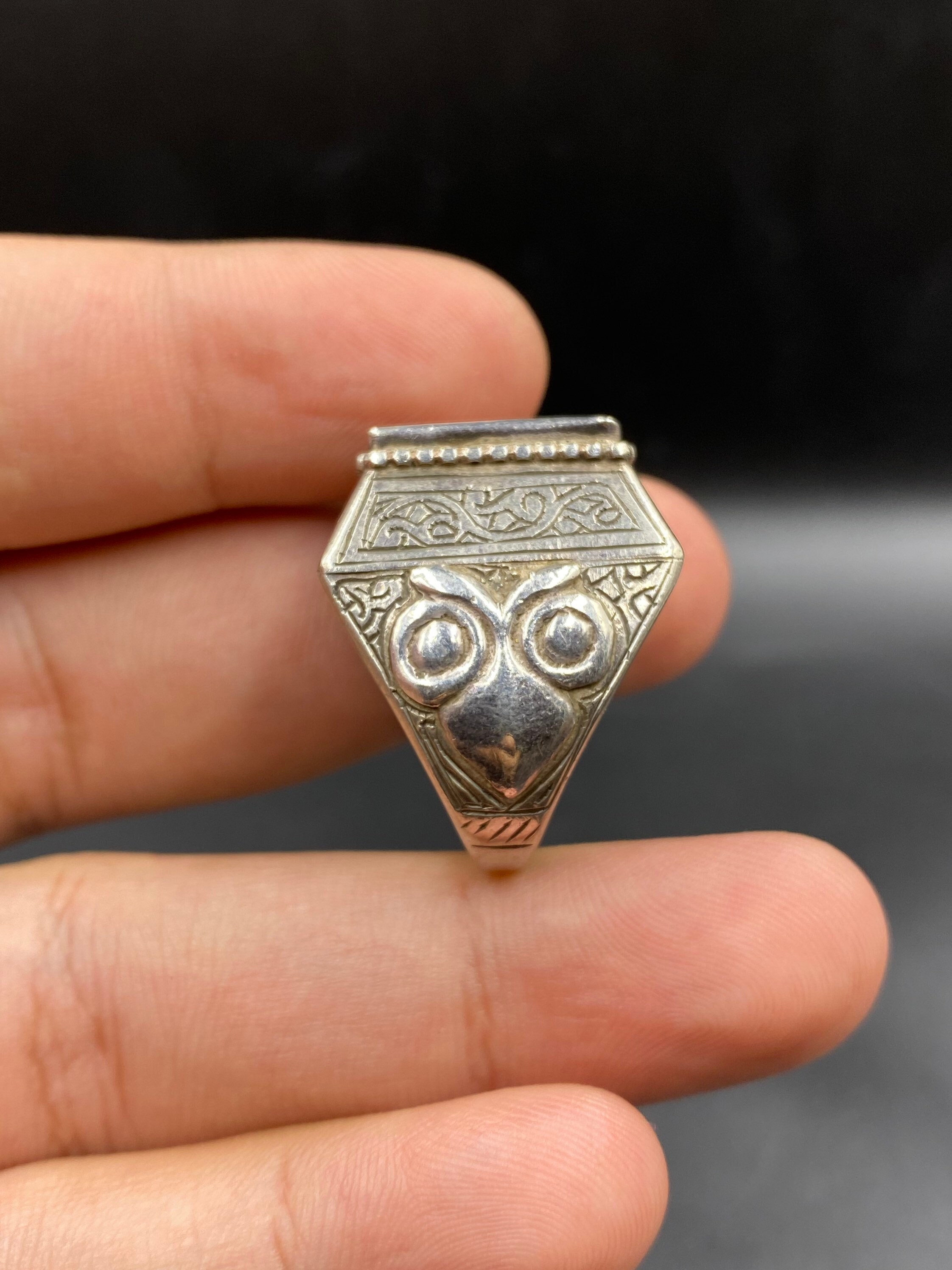 Old Carved Roman Face on Carnelian Stone With Intaglio Silver Ring Size ...