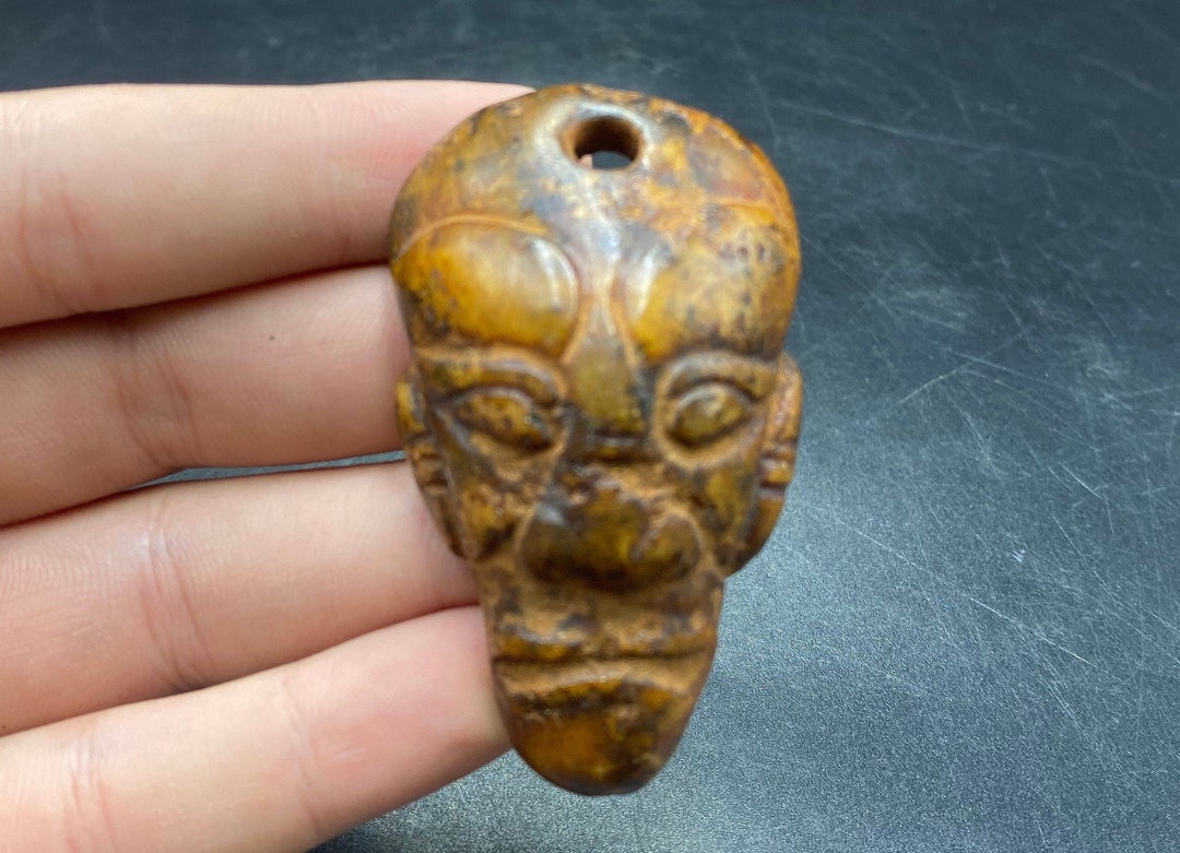 Very Unique Old Ancient Handcrafted Face Mask Jade Pendant Beautiful ...