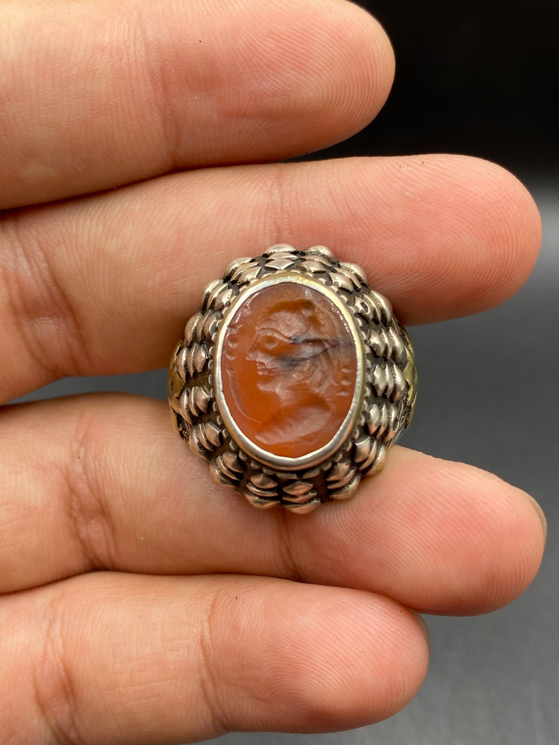 Beautiful Old Roman Silver Ring With Carved Roman Emperor On | Etsy