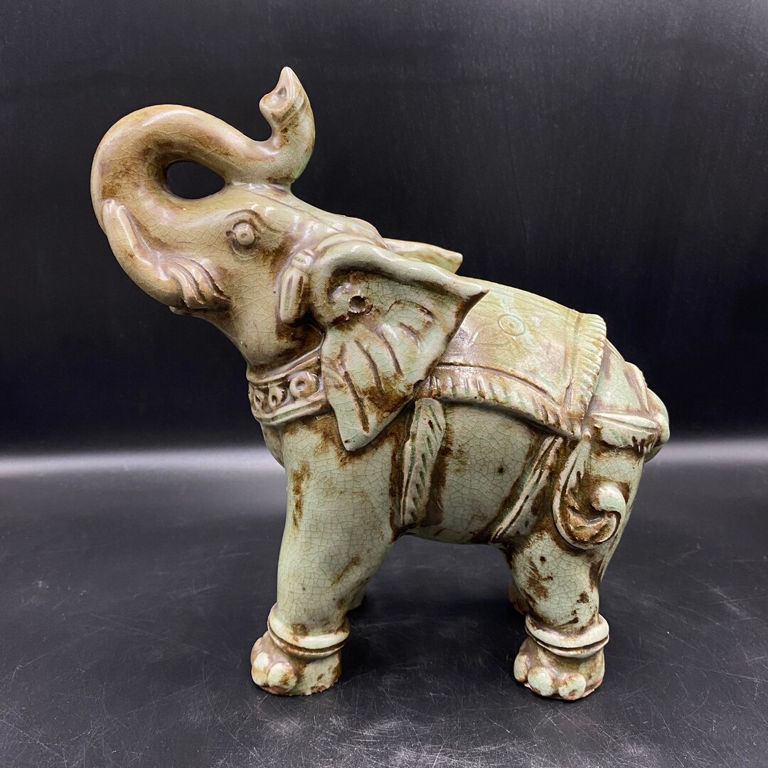 Ancient Buddhist Elephant Green Ceramic Hand Made From Khamer Royal ...