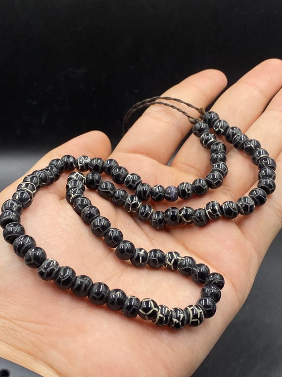Old Ancient Black Turtle Back Glass Mala Prayer Beads - Etsy